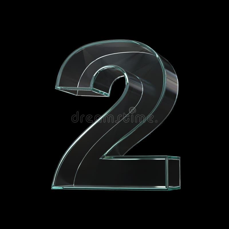 Glass Font 3d Rendering, Number 2 Stock Illustration - Illustration of ...