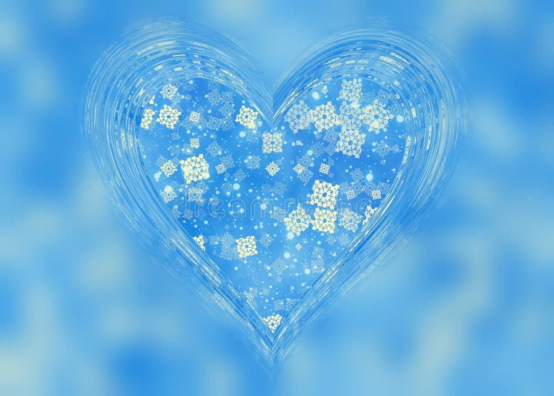 Glass Frame of Heart Shape with Winter Snow Stock Illustration ...