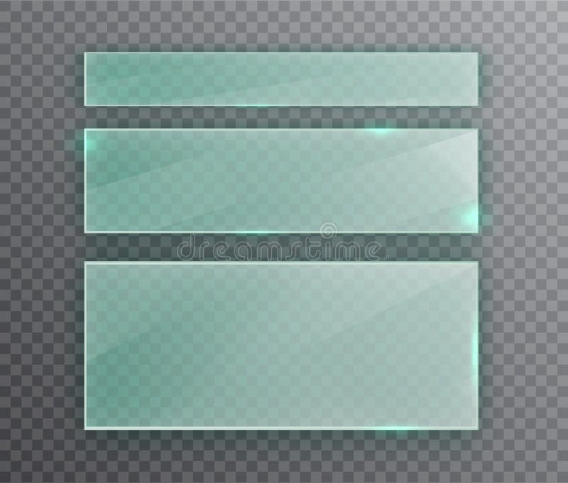 Glass Frames Collection. Realistic Transparent Glass Banner with Glare ...