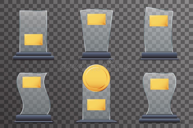 Glass Frames with Gold Inserts Trophy Award Decoration Office Plastic ...