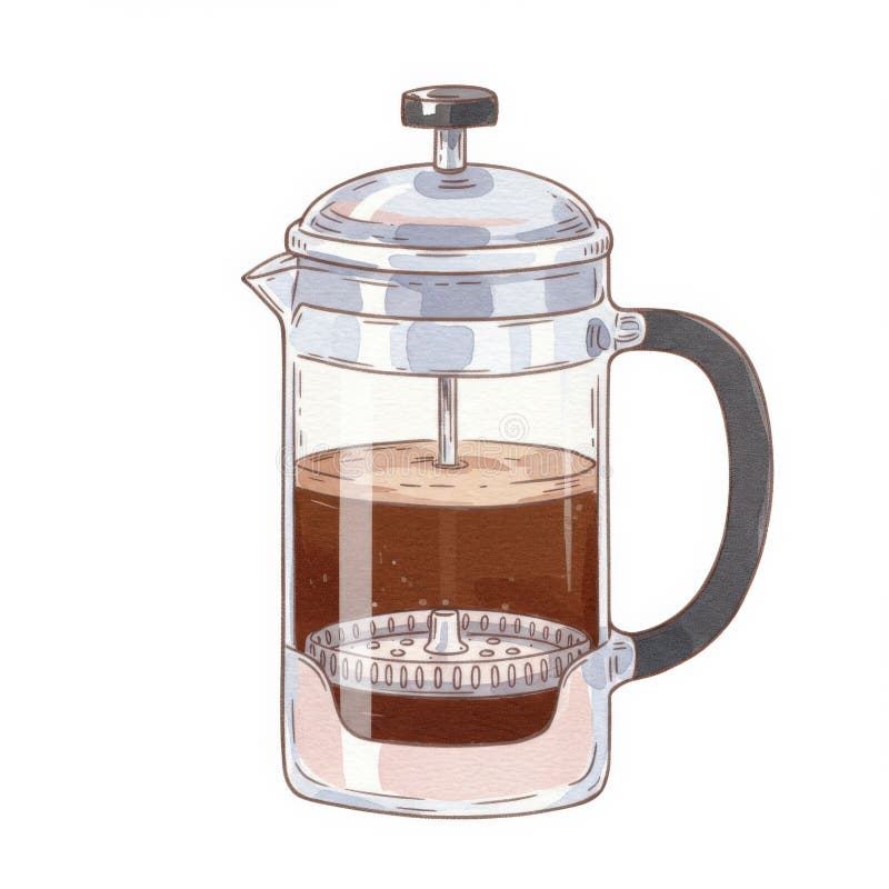 Glass French Press Coffee Maker Illustration Stock Illustration ...