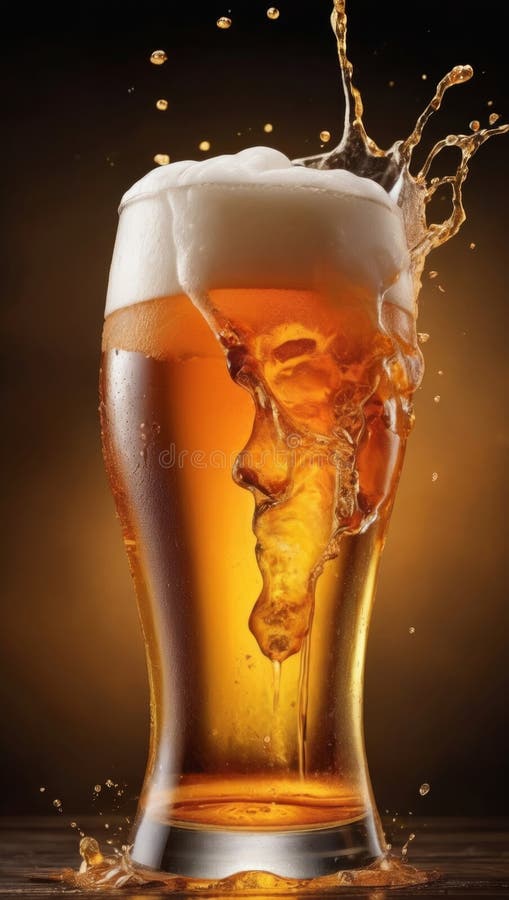 A Glass of Fresh and Ice Cold Beer Splashing Stock Illustration ...