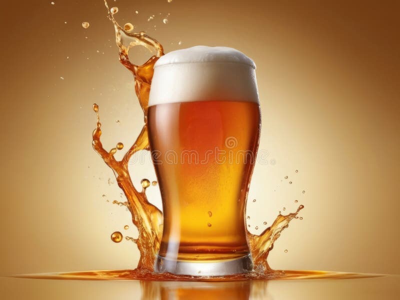 A Glass of Fresh and Ice Cold Beer Splashing Stock Illustration ...