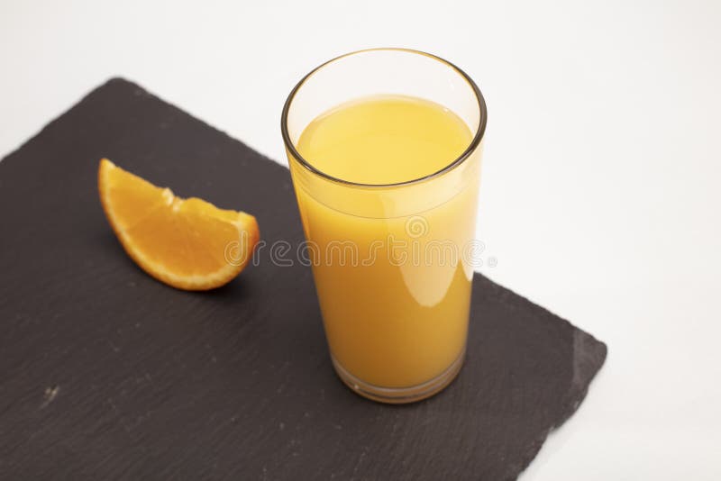 Glass of Fresh Orange Juice on White Table Stock Image - Image of tasty ...