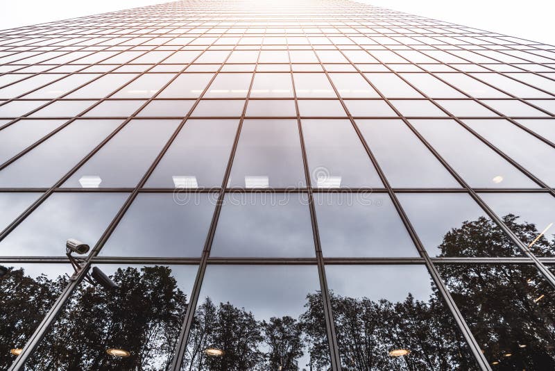 Glass Front Elevation of Business Office Skyscraper Stock Image - Image ...