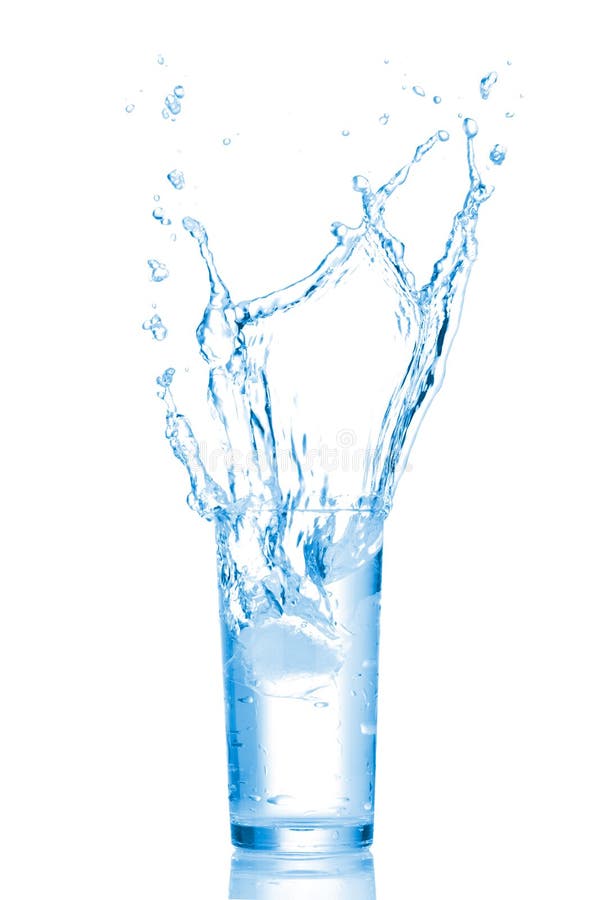 Glass Full of Water and Splashes Stock Photo - Image of drink, blue ...