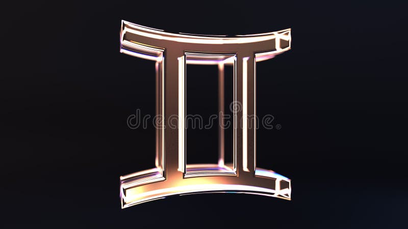 Glass Gemini Zodiac Sign, 3D Rendering Stock Illustration ...