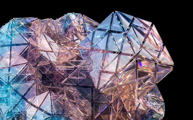 Glass Geometries with Dispersion Colors, 3d Rendering Stock ...