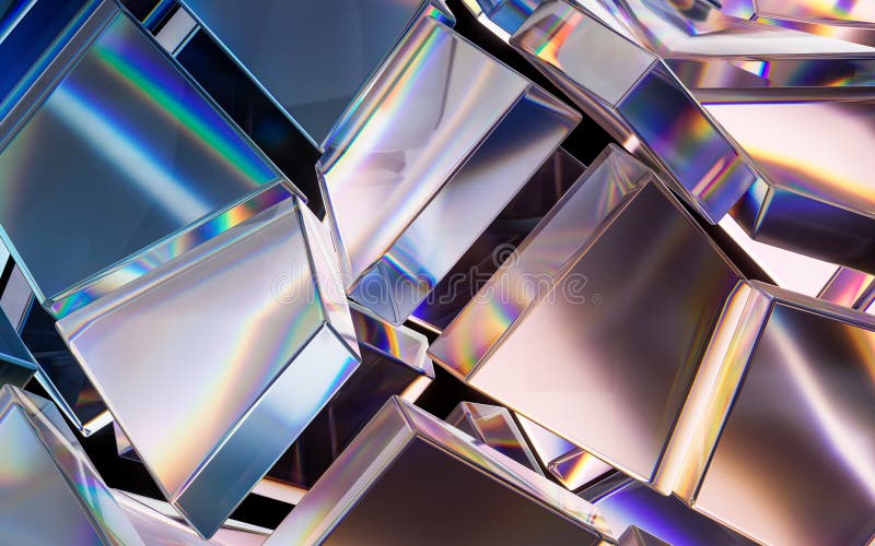 Glass Geometries with Dispersion Colors, 3d Rendering Stock ...