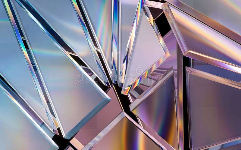 Glass Geometries with Dispersion Colors, 3d Rendering Stock ...