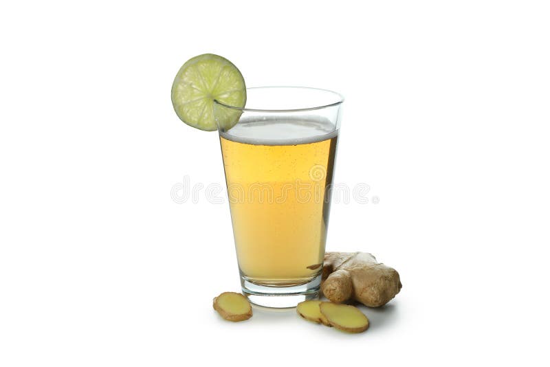 Glass of Ginger Beer Isolated on White Stock Photo - Image of juice ...