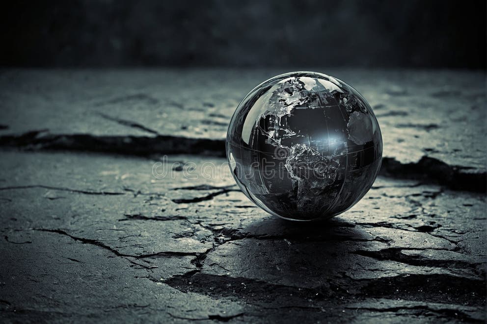 Glass Globe on Cracked Ground Stock Illustration - Illustration of ball ...