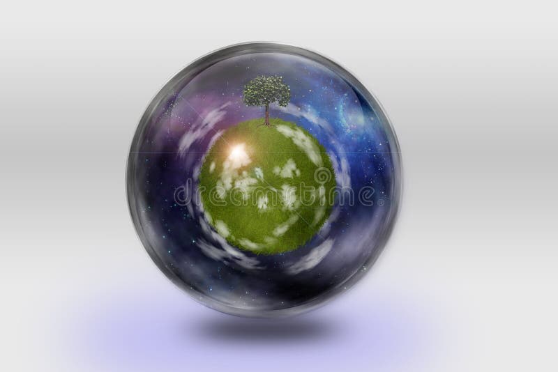 Glass globe with the earth stock illustration. Illustration of tree ...