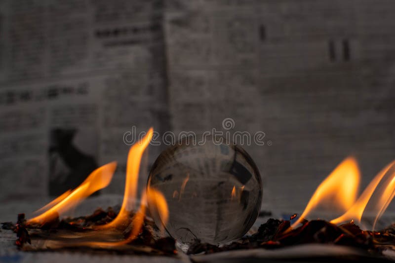 Glass Globe on Fire. Planet Earth Burning Stock Image - Image of ...