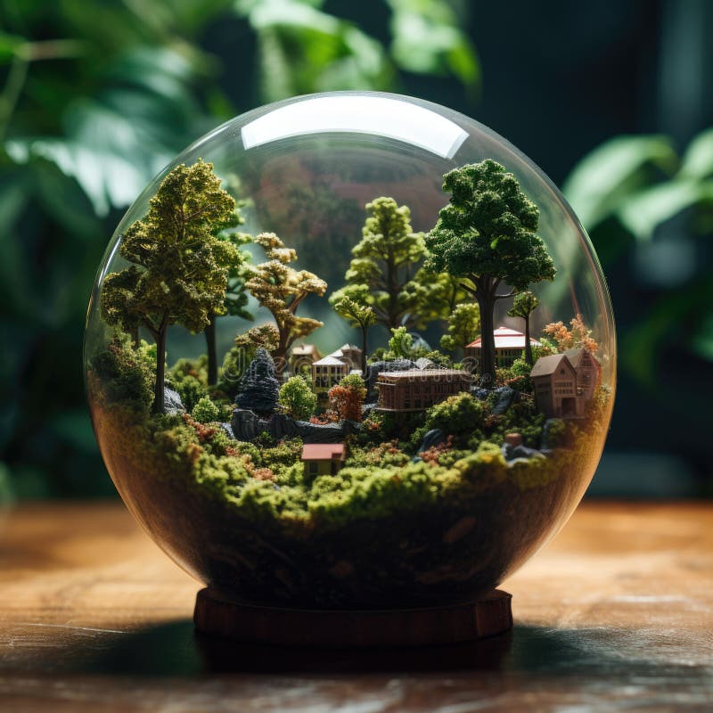 Glass Globe with Forest Inside. Green Planet, Environmental ...