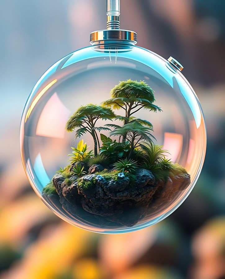 Glass Globe Miniature Ecosystem Stock Photo - Image of growth, planet ...