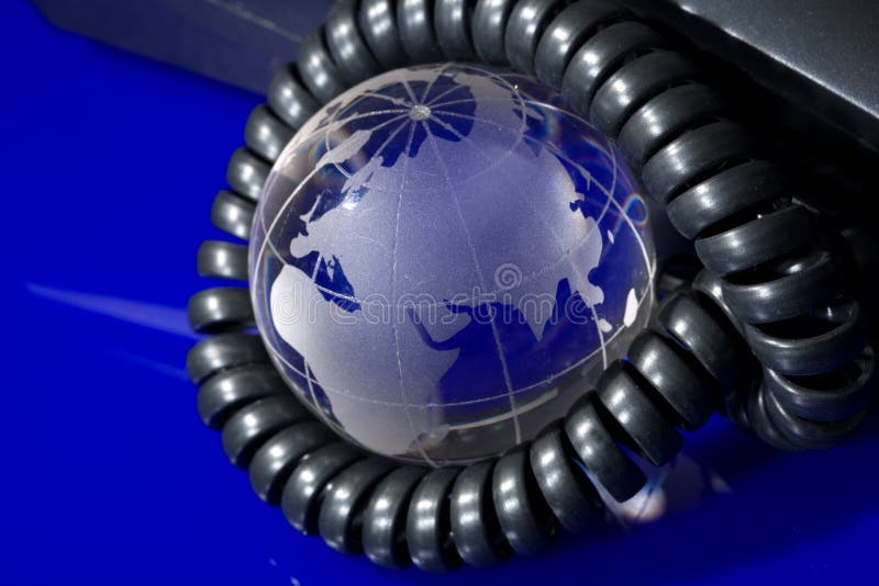 Glass globe with phone stock image. Image of path, internet - 13419903