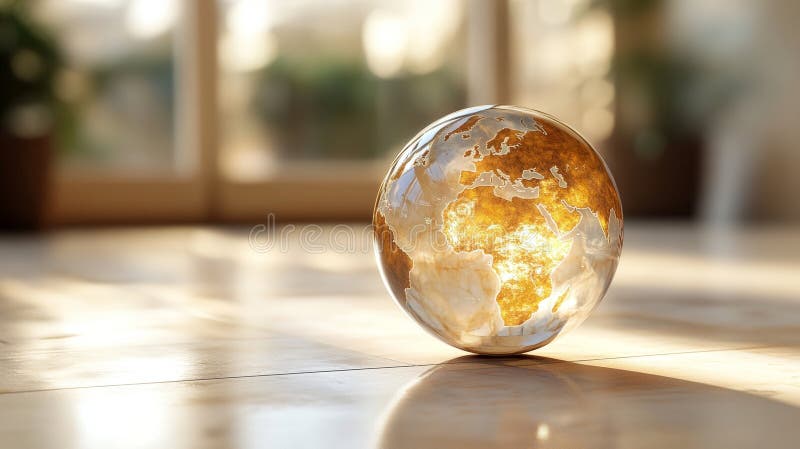Glass Globe of Planet Earth with Engraved Continents on a Minimalistic ...