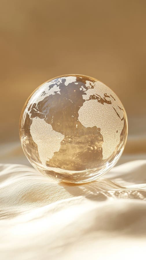 Glass Globe of Planet Earth, Minimalistic Engraving of Continents ...