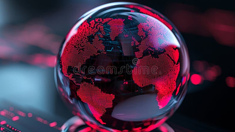 A Glass Globe with a Red World Map on it Stock Image - Image of ...