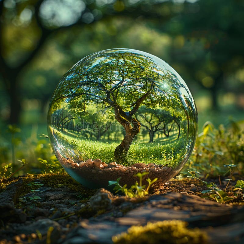 Glass Globe Reflecting the Surrounding Environment Stock Photo - Image ...