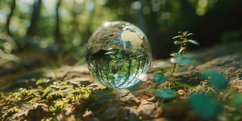 A Glass Globe with a Reflection of the Earth on it Stock Image - Image ...