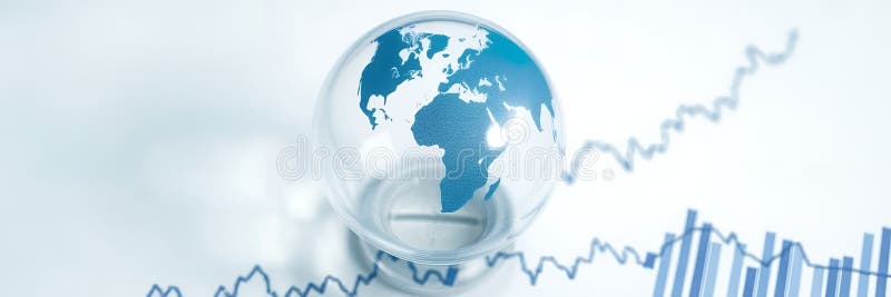 A Glass Globe Sits on a Graph Representing Global Trends Stock ...
