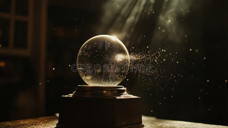 A Glass Globe with Sparkling Dust and Light Rays Stock Illustration ...