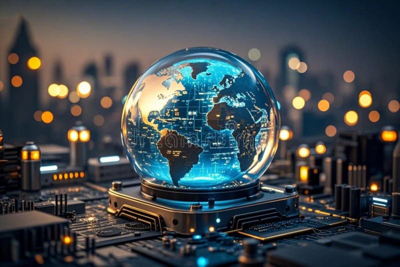 Glass Globe, World Map, Transparent Sphere, High-tech, Global Concept ...