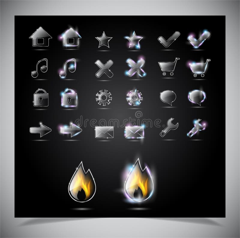 Glass Glowing Icons for Web Stock Vector - Illustration of circle, left ...