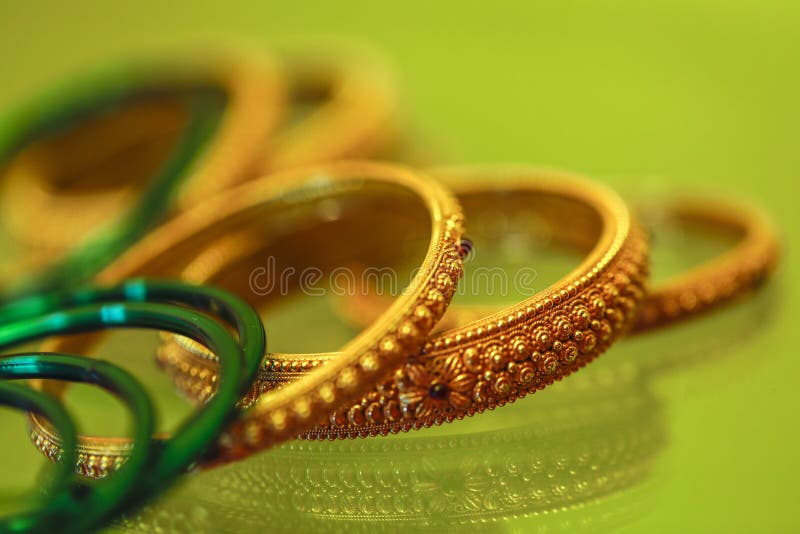 Glass and Gold Bangle for Traditional Event Stock Image - Image of love ...