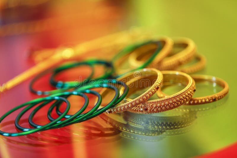 Glass and Gold Bangle for Traditional Event Stock Image - Image of ...