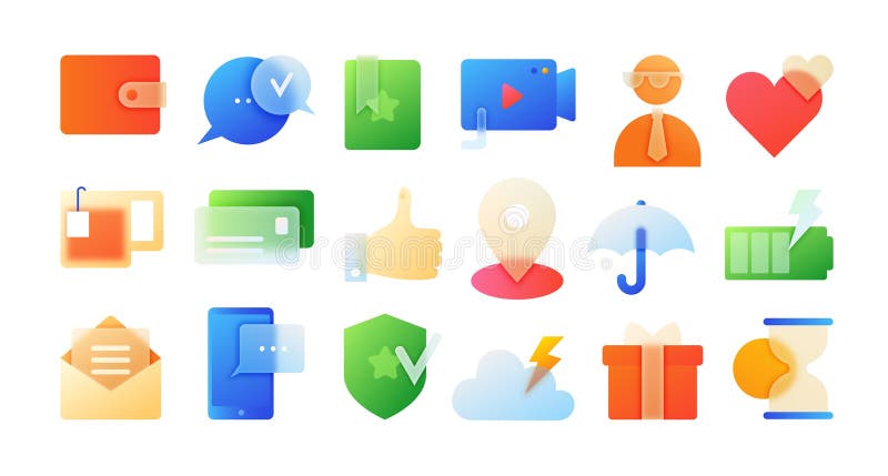 Glass Gradient Icons. App Morphism Effect for Website Design ...