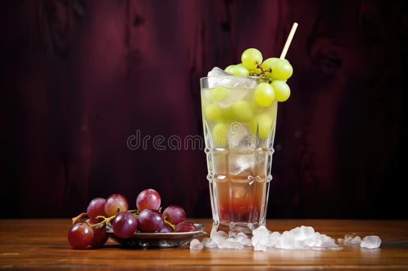 Glass of Grape Iced Tea, Grape Bunch on Side, Frosty Stock Image ...