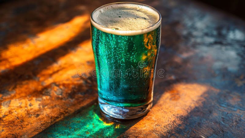 A Glass of Green Beer in Sunlight Stock Illustration - Illustration of ...
