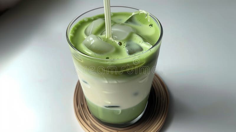 A Glass of Green Tea with Ice Cubes in it. Generative AI Stock ...