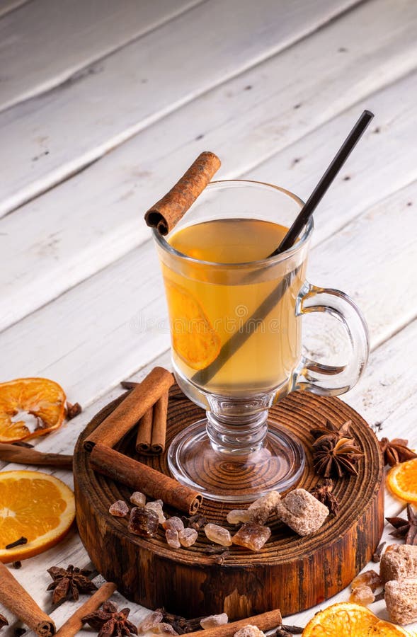 Glass with Grog and Croissant. Stock Image - Image of lemon, health ...