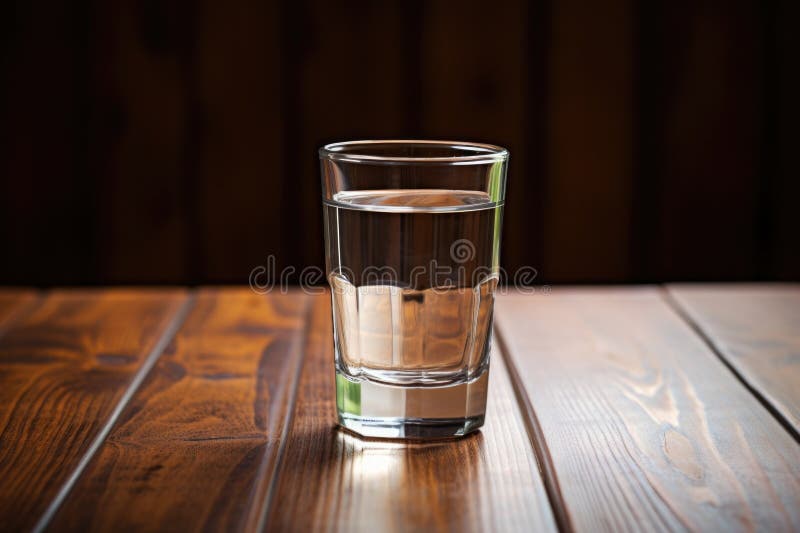 Glass Half Filled with Water, Placed on a Table Stock Image - Image of ...