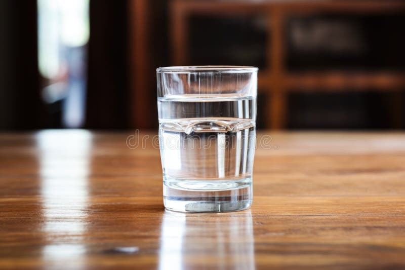 Glass Half Filled with Water, Placed on a Table Stock Image - Image of ...