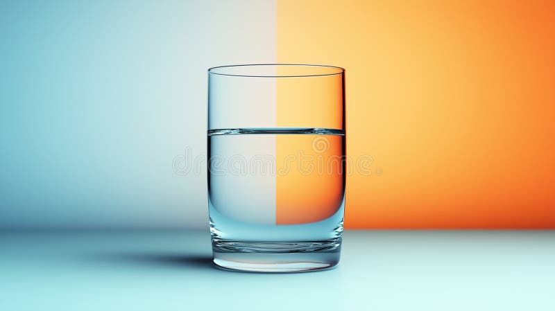 Glass Half Full or Half Empty, Cool Graphic Stock Image - Image of ...