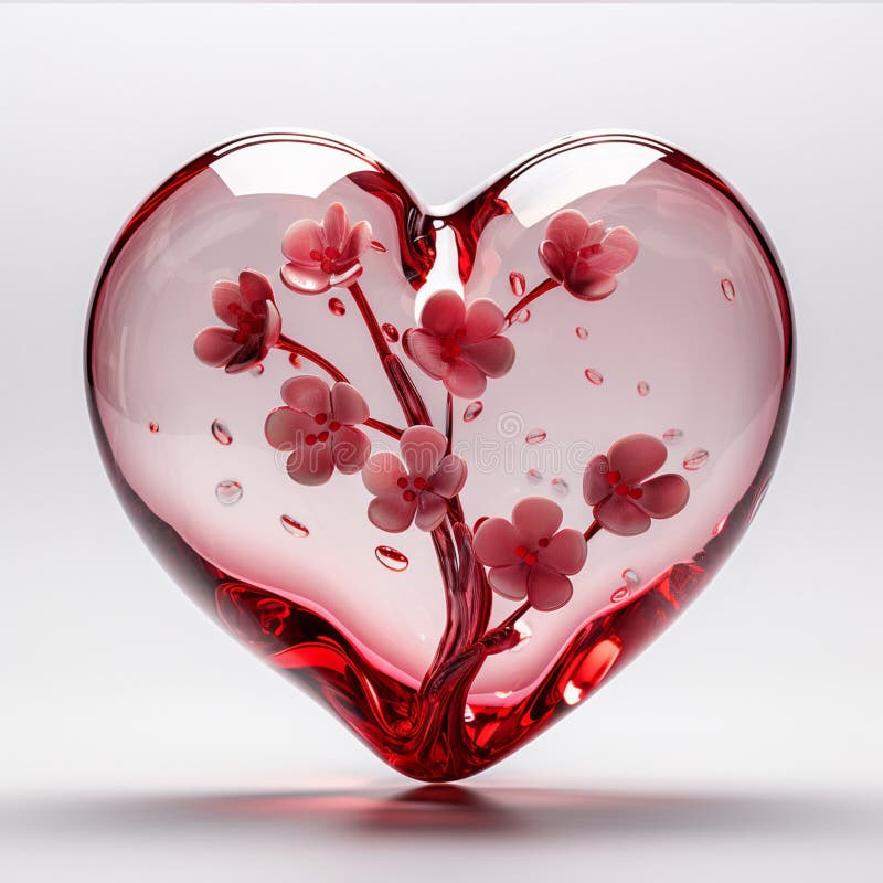 Glass Heart Icon 3d Rendered Illustration Diamond, Red Crystal Heart in ...