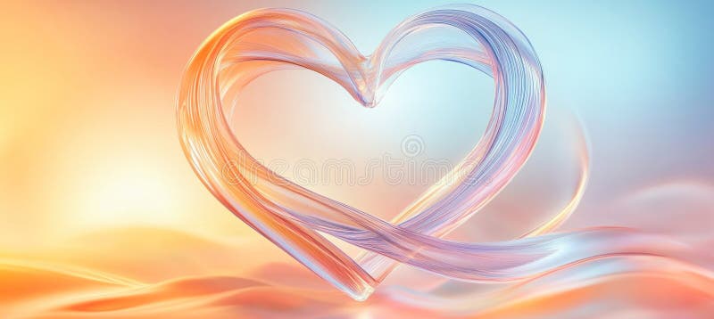 Glass Heart Shape Floating on a Pastel Colored Background Stock ...