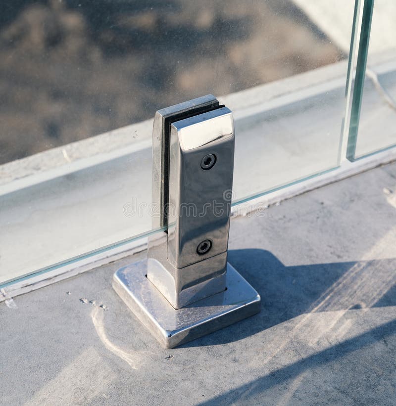 Glass Holder for Glass Panels Stock Photo - Image of architecture ...