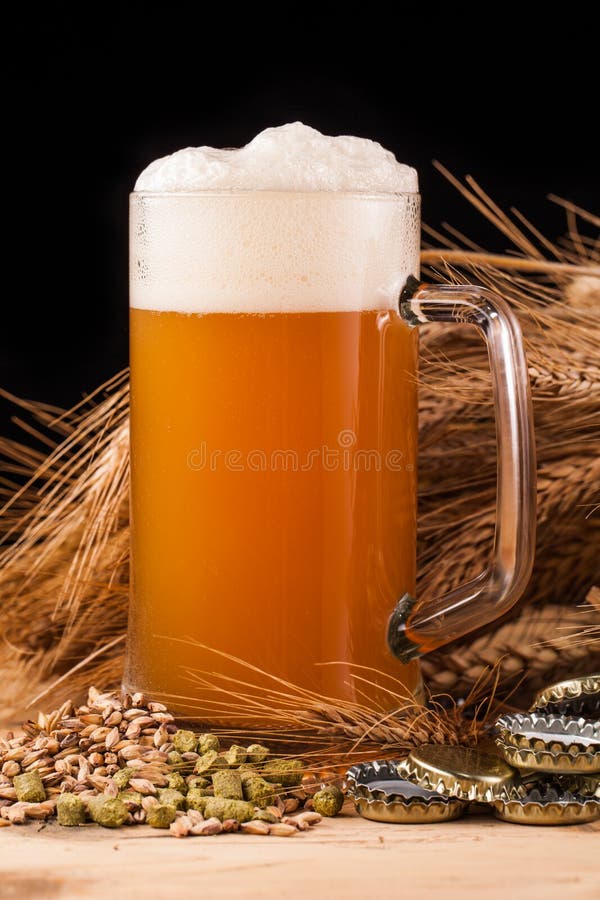 Glass of Home Made Beer on Table Stock Photo - Image of close, home ...