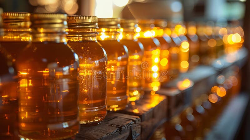 Glass Honey Jars on a Shelf. Stock Image - Image of glass, ingredients ...
