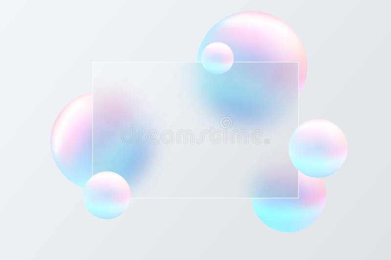 Glass Horizontal Banner with Glass Overlay Effect with 3D Colored Balls ...