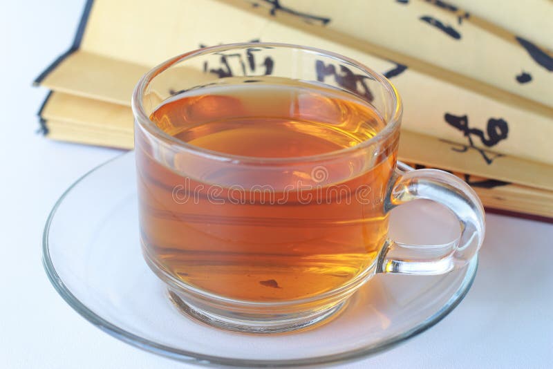 Glass Hot Tea and Chinese Fans Stock Image - Image of freshness ...