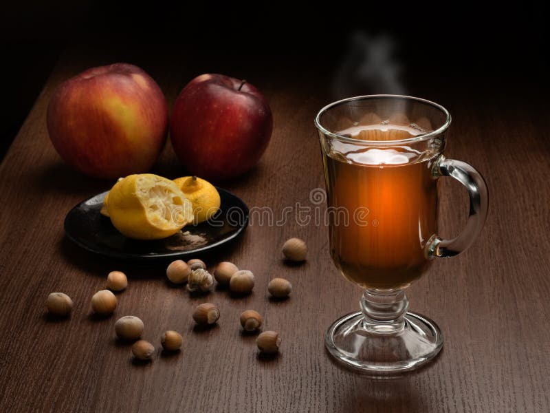A Glass of Hot Tea with Steam Stock Image - Image of desk, closeup ...
