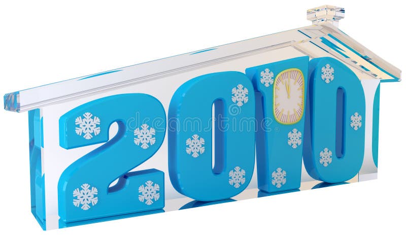 Glass House with Blue 2010 Figures Stock Illustration - Illustration of ...