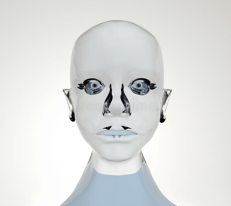 Glass Human Head 3d Illustraiton on White Background Stock Illustration ...